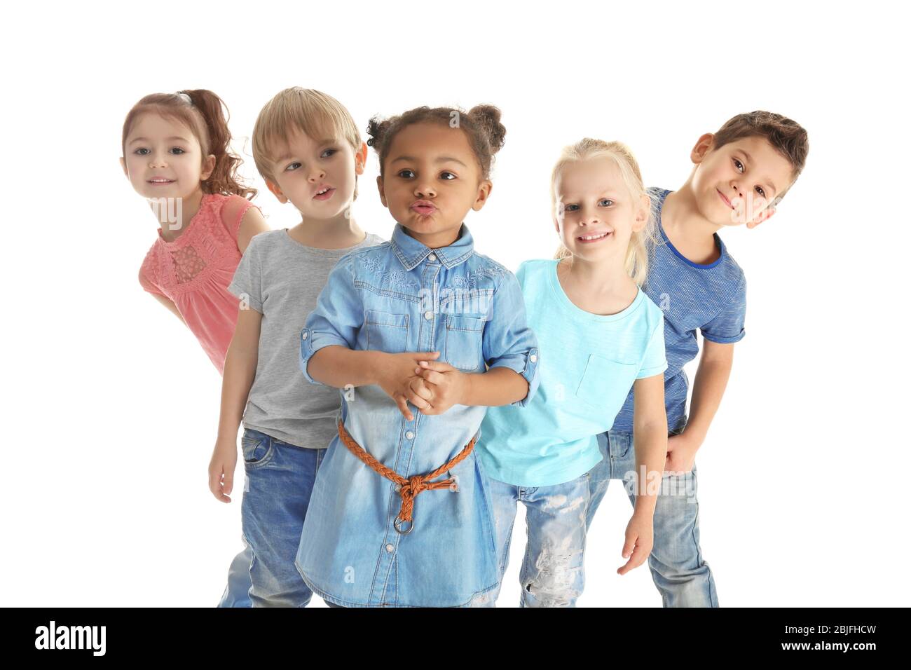 Cute little children on white background Stock Photo - Alamy