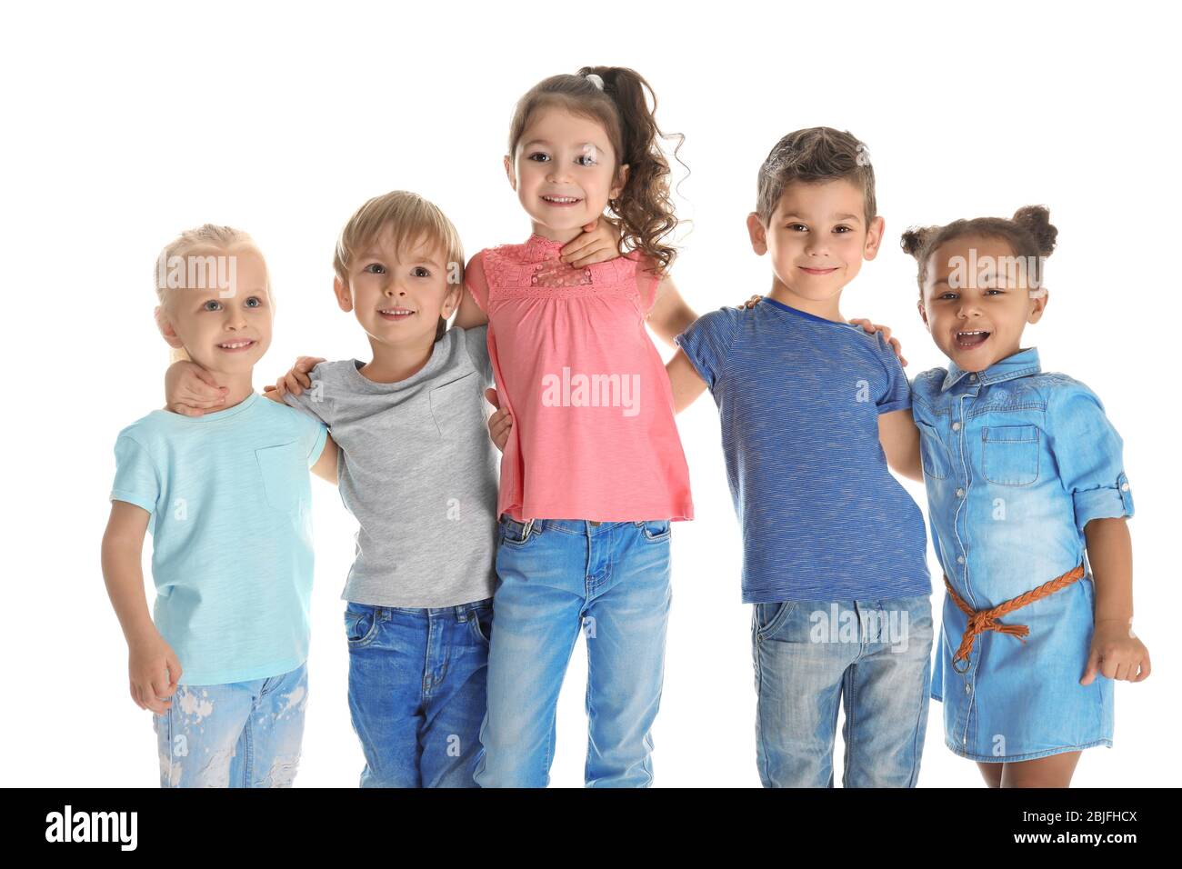 Cute little children on white background Stock Photo - Alamy