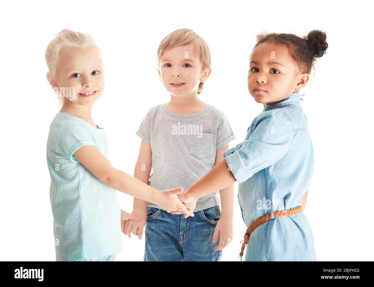 Cute little children on white background Stock Photo - Alamy