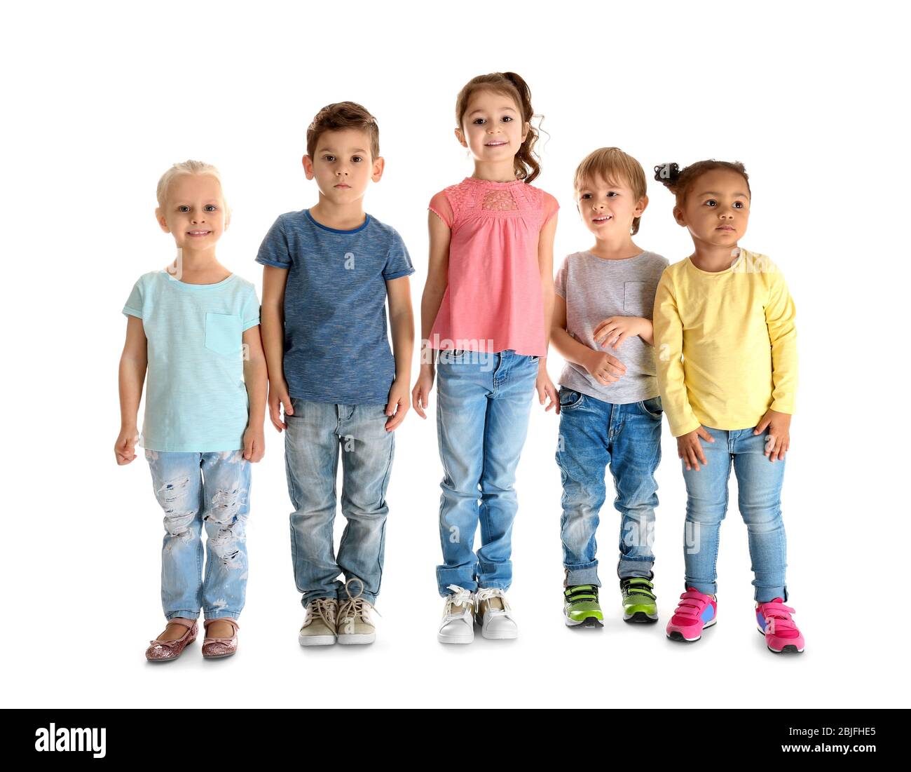 Cute little children on white background Stock Photo - Alamy