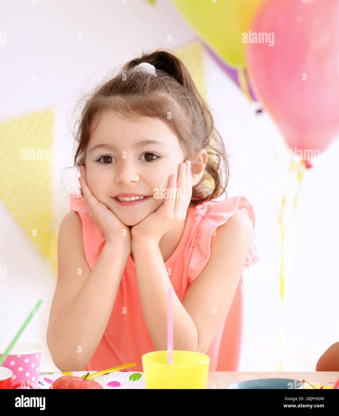 Cute little children celebrating birthday at party Stock Photo - Alamy