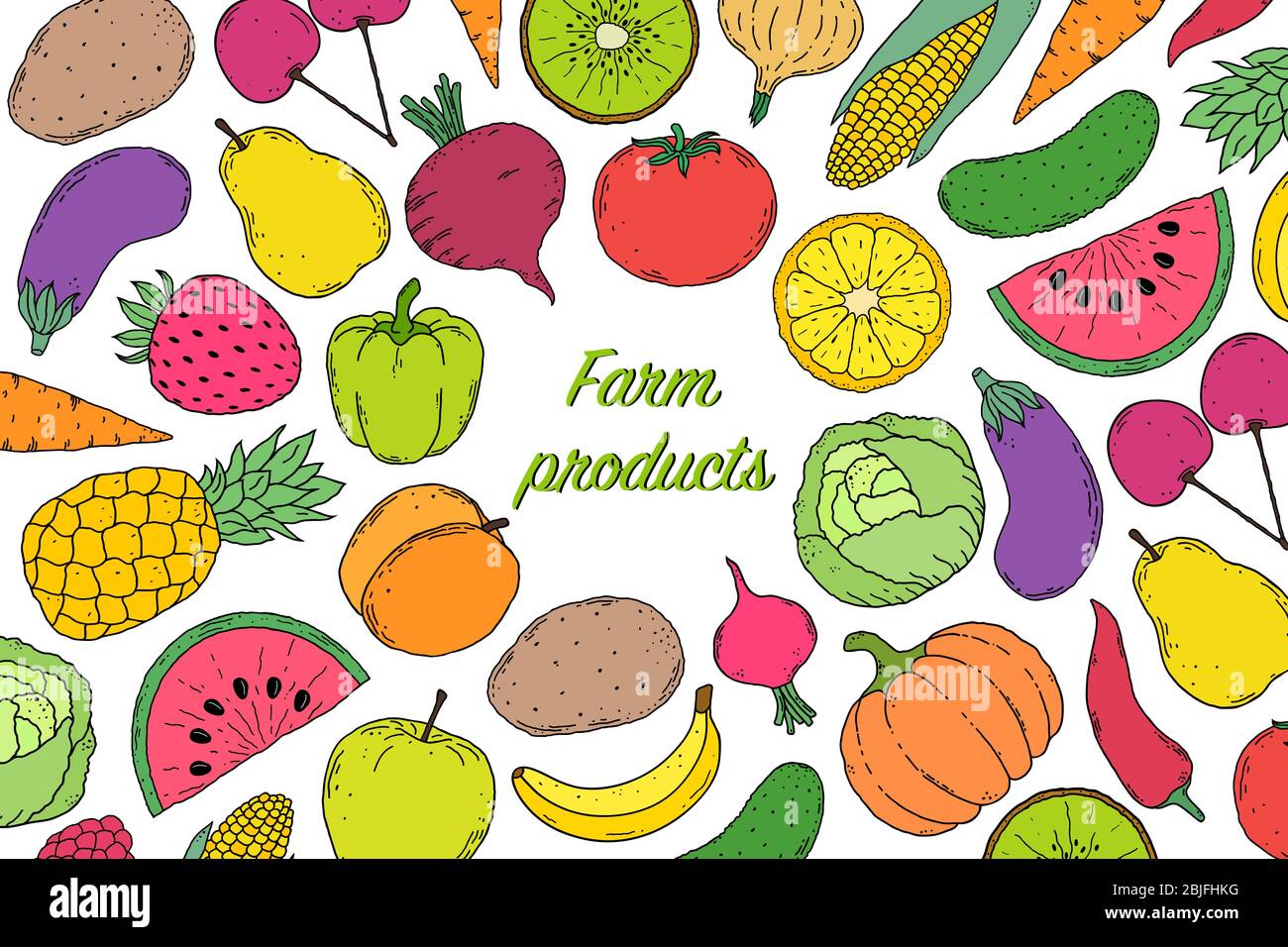 flyer with vegetables and fruits Stock Vector Image & Art - Alamy
