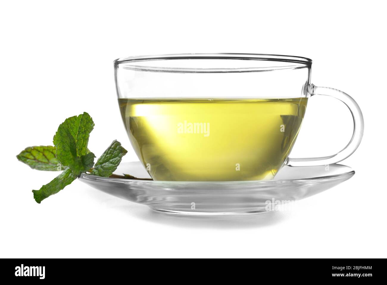 Cup of tea with mint leaves on white background Stock Photo - Alamy