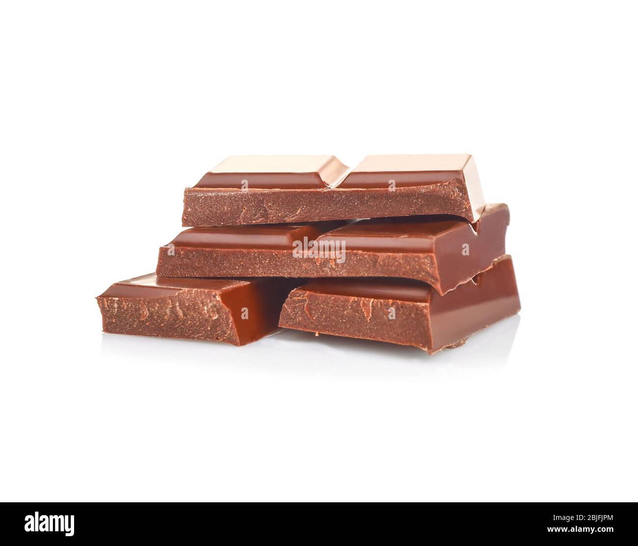 Broken chocolate pieces on white background Stock Photo - Alamy