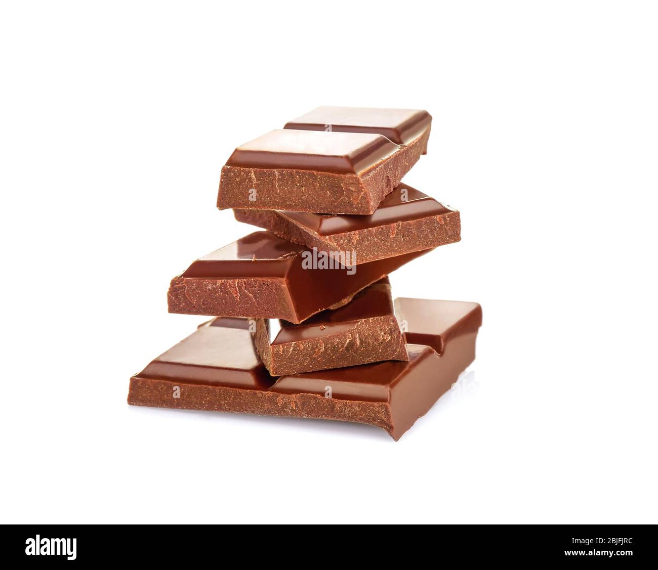 Broken chocolate pieces on white background Stock Photo - Alamy
