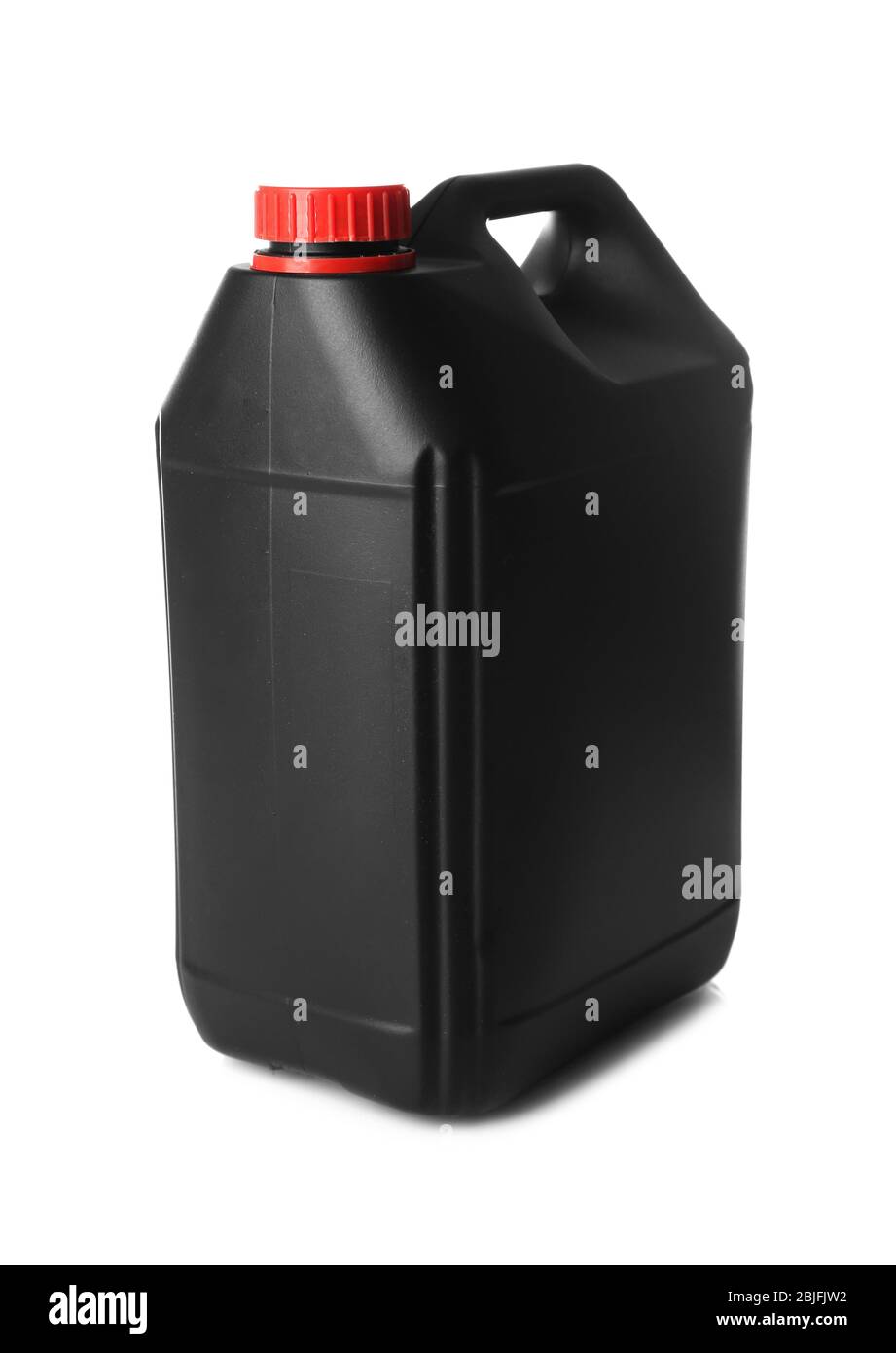 Black plastic jerrycan on white background Stock Photo - Alamy
