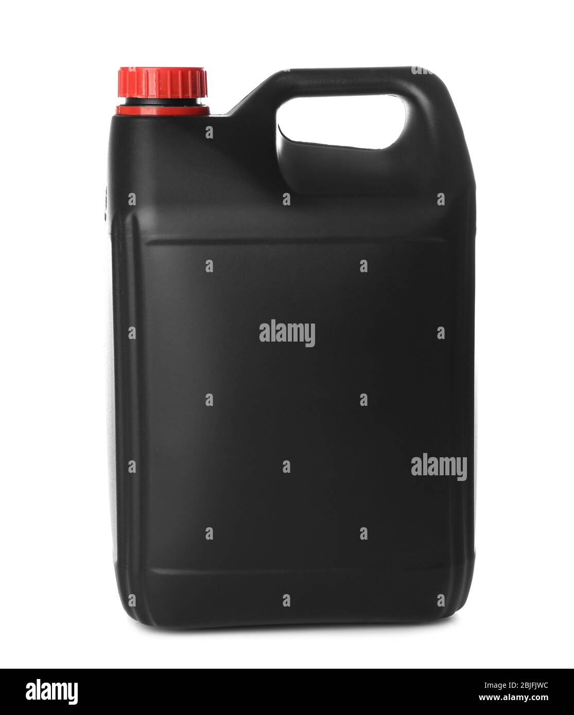 Black plastic jerrycan on white background Stock Photo - Alamy