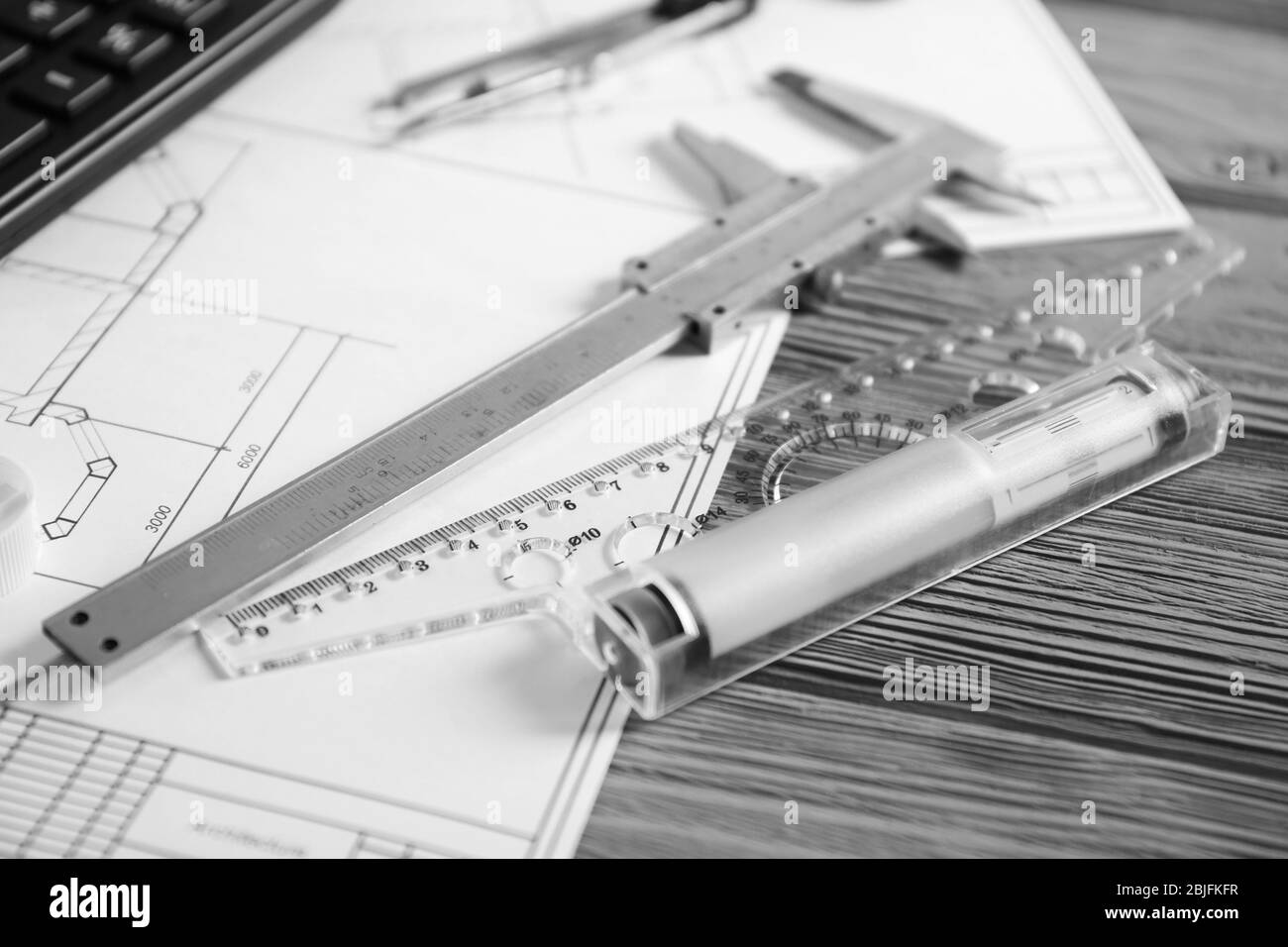 Construction blueprints Black and White Stock Photos & Images - Alamy