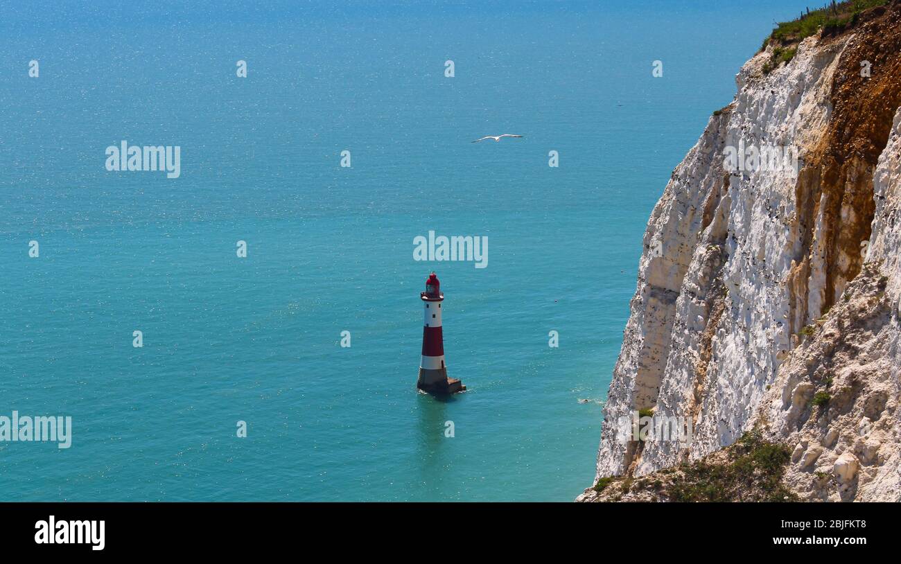 White cliff's and magical lighthouse landscape Stock Photo - Alamy