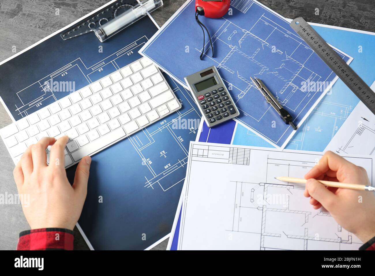 Technical drawings computer design blueprint hi-res stock photography ...