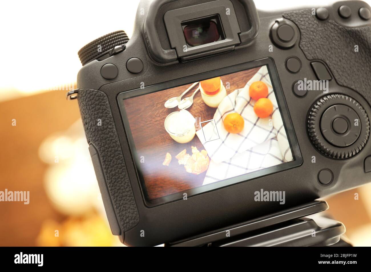Photo of food on camera display while shooting Stock Photo - Alamy