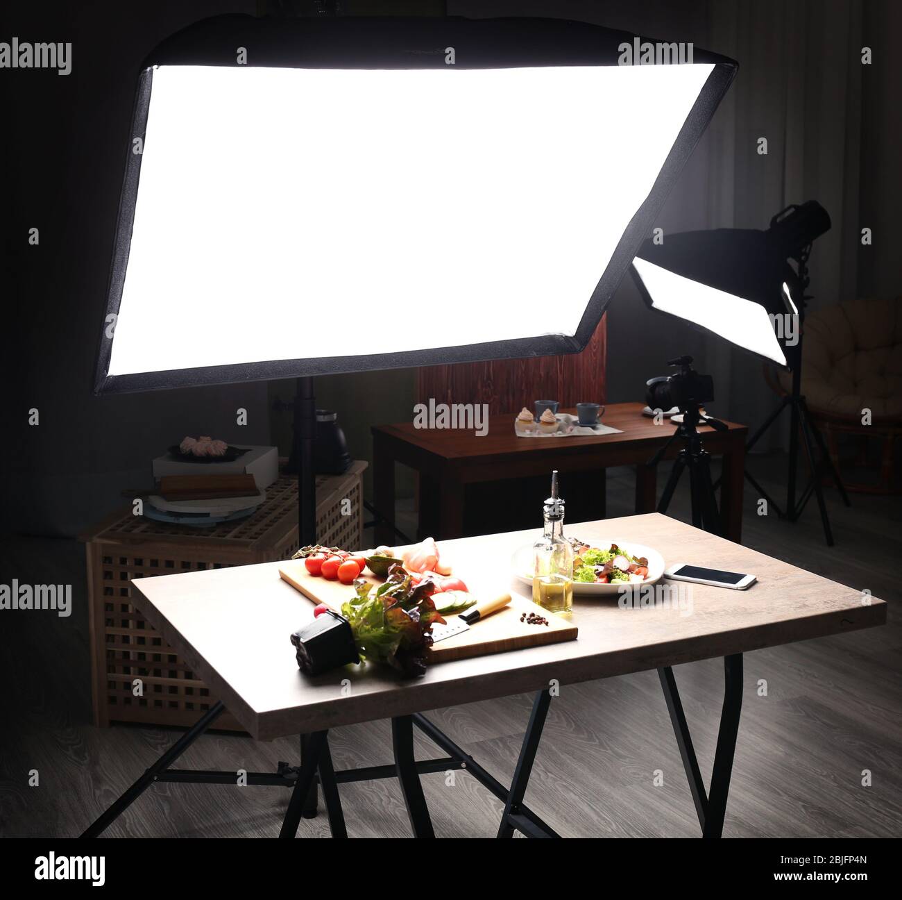 Interior of professional photo studio while shooting food Stock Photo ...