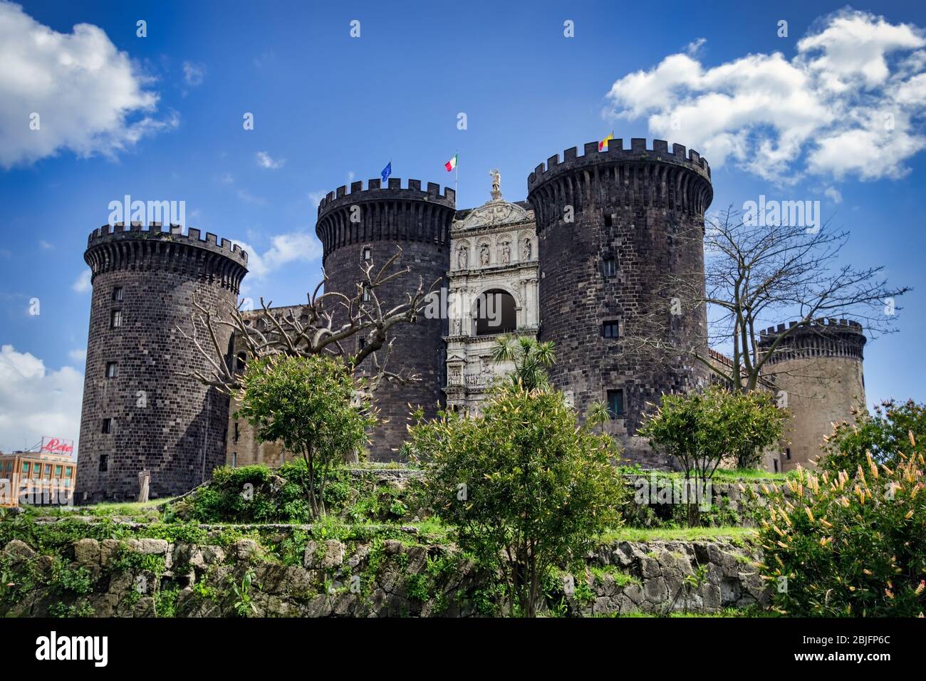 Castel Nuovo, a medieval castle built in 1282 and rebuilt in 1479, sits ...