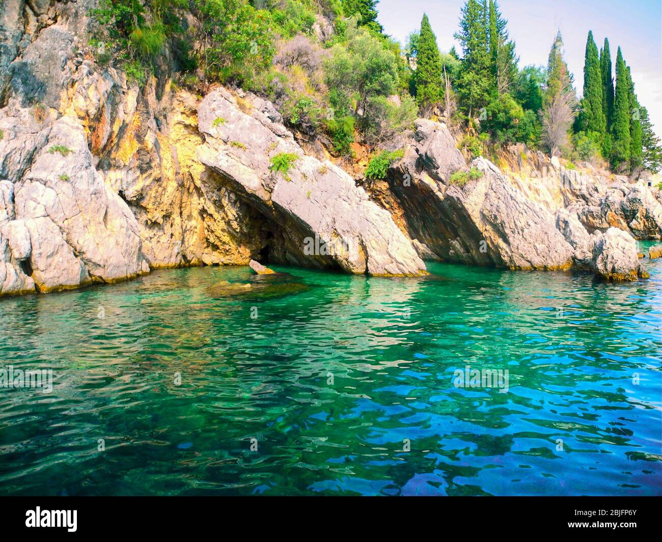 Beautiful Mediterranean sea landscape. Bright turquoise crystal water ...