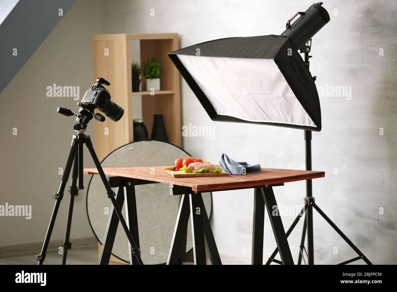 Interior of professional photo studio while shooting food Stock Photo ...