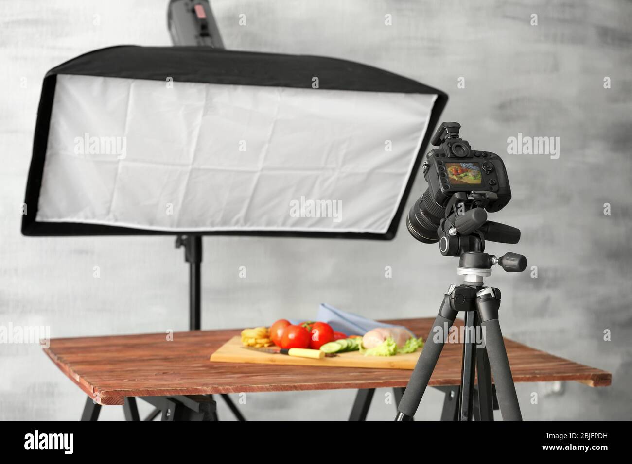 Interior of professional photo studio while shooting food Stock Photo ...
