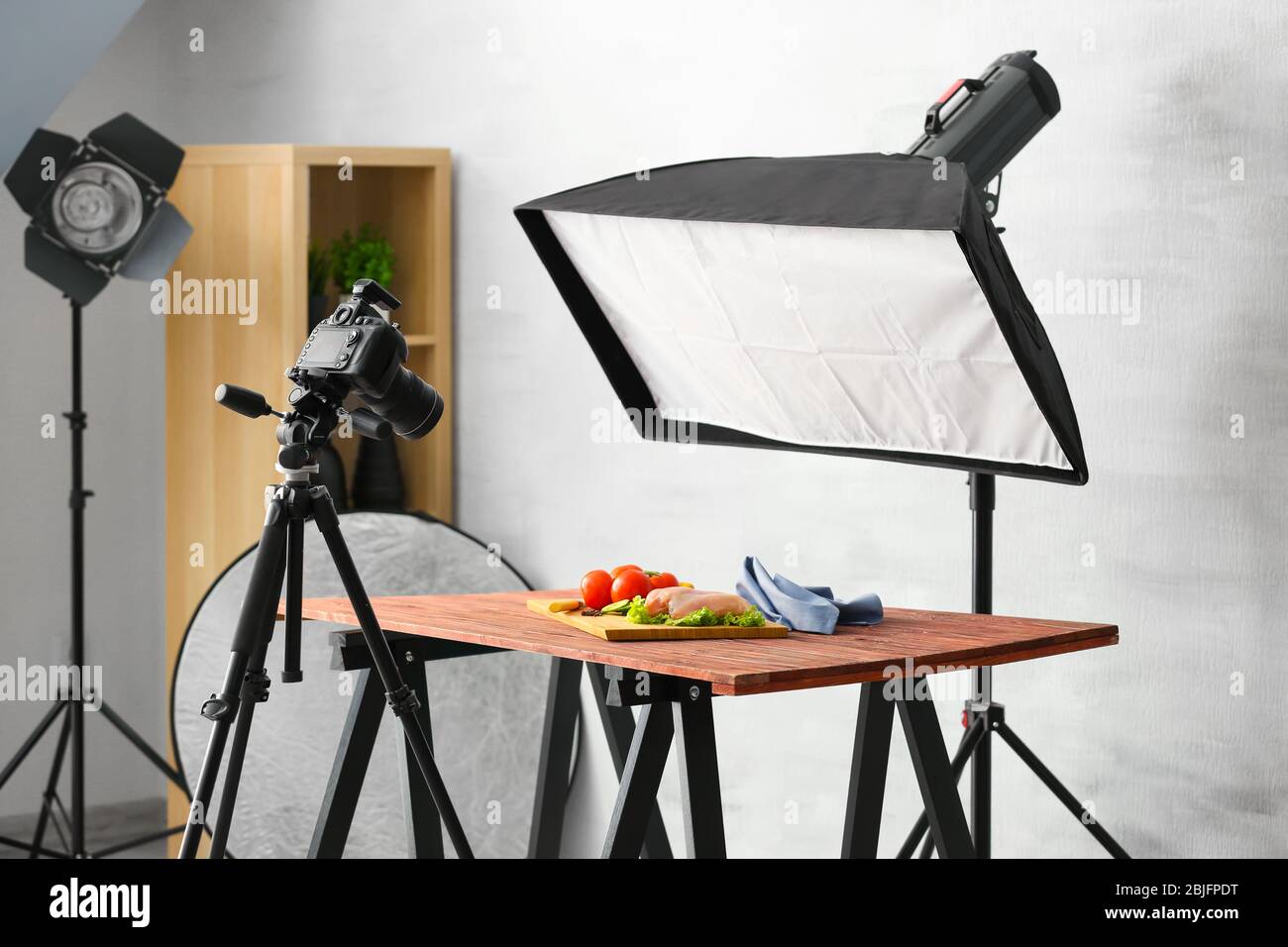 Interior of professional photo studio while shooting food Stock Photo ...