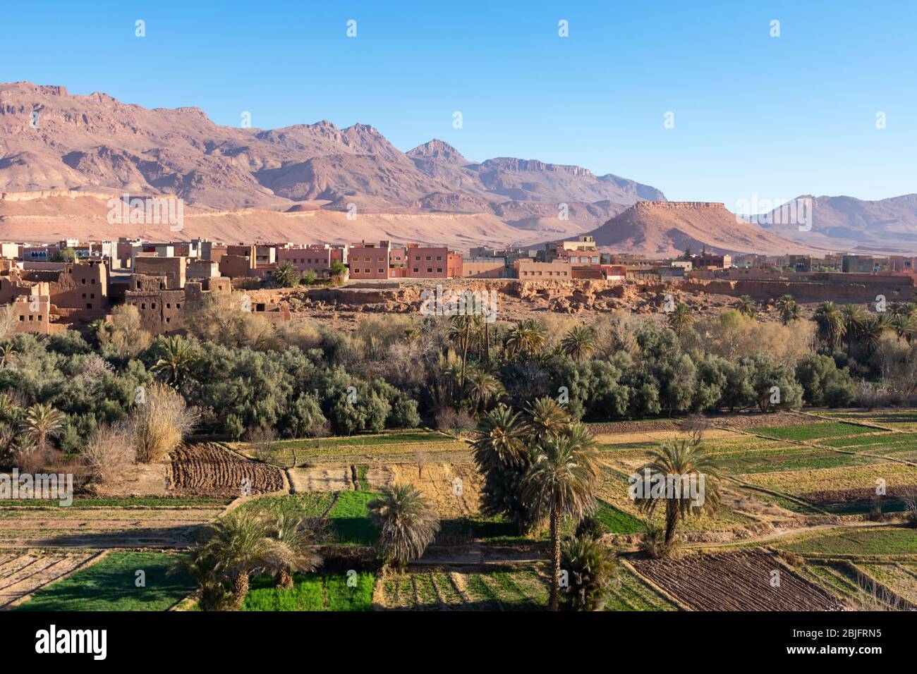 Tinghir Morocco Skyline with Farmland Stock Photo - Alamy