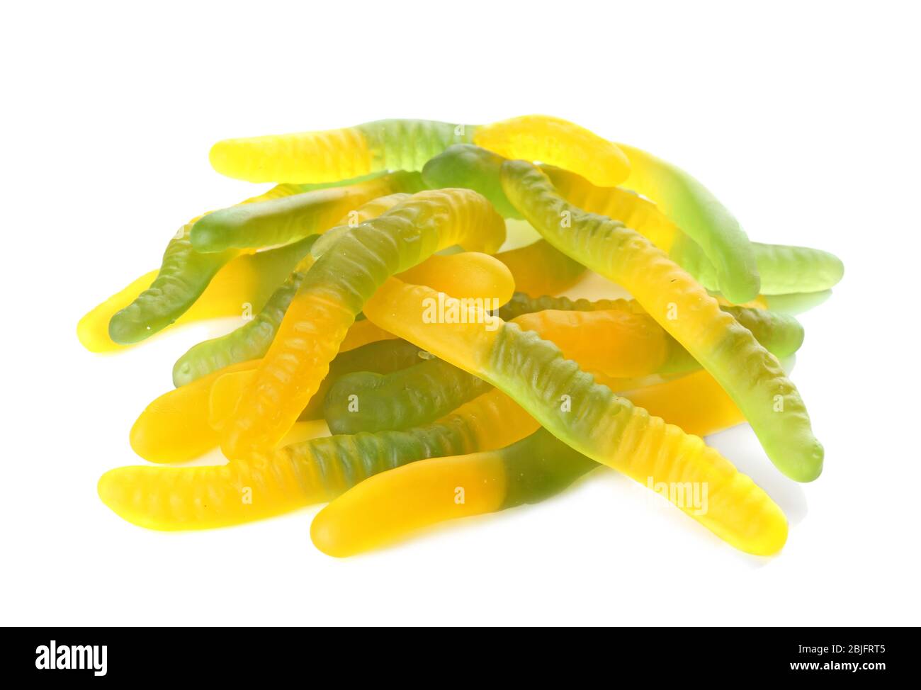 Tasty jelly worms on white background Stock Photo - Alamy