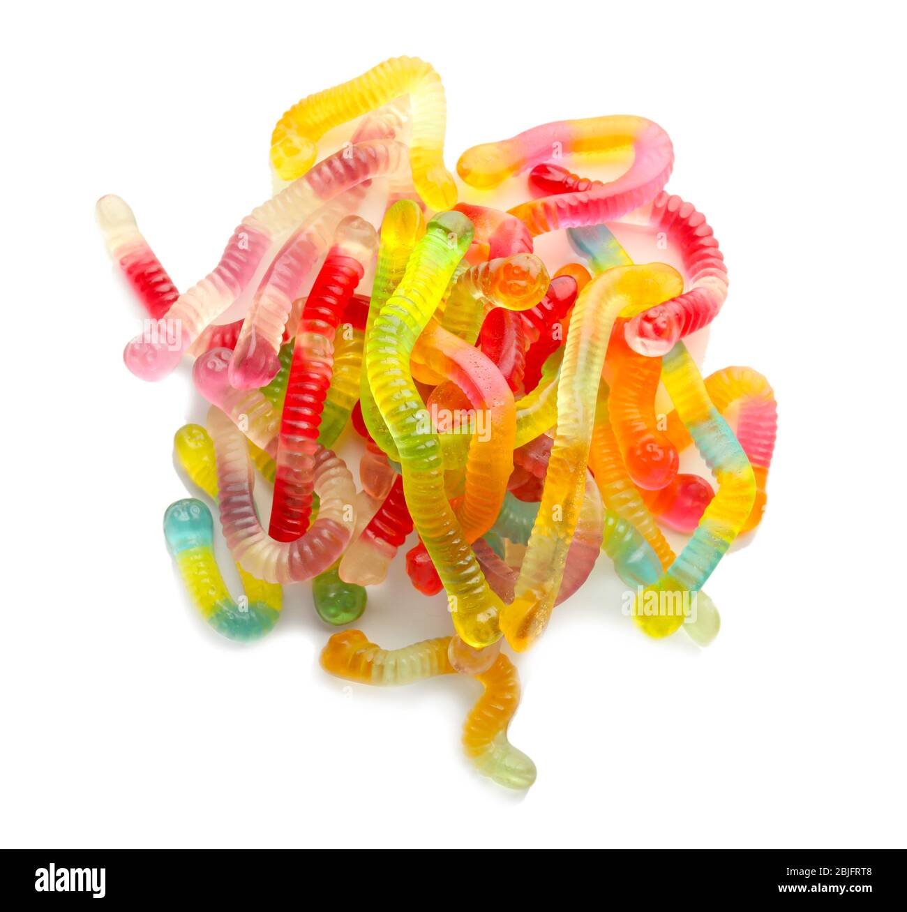 Tasty jelly worms on white background Stock Photo - Alamy
