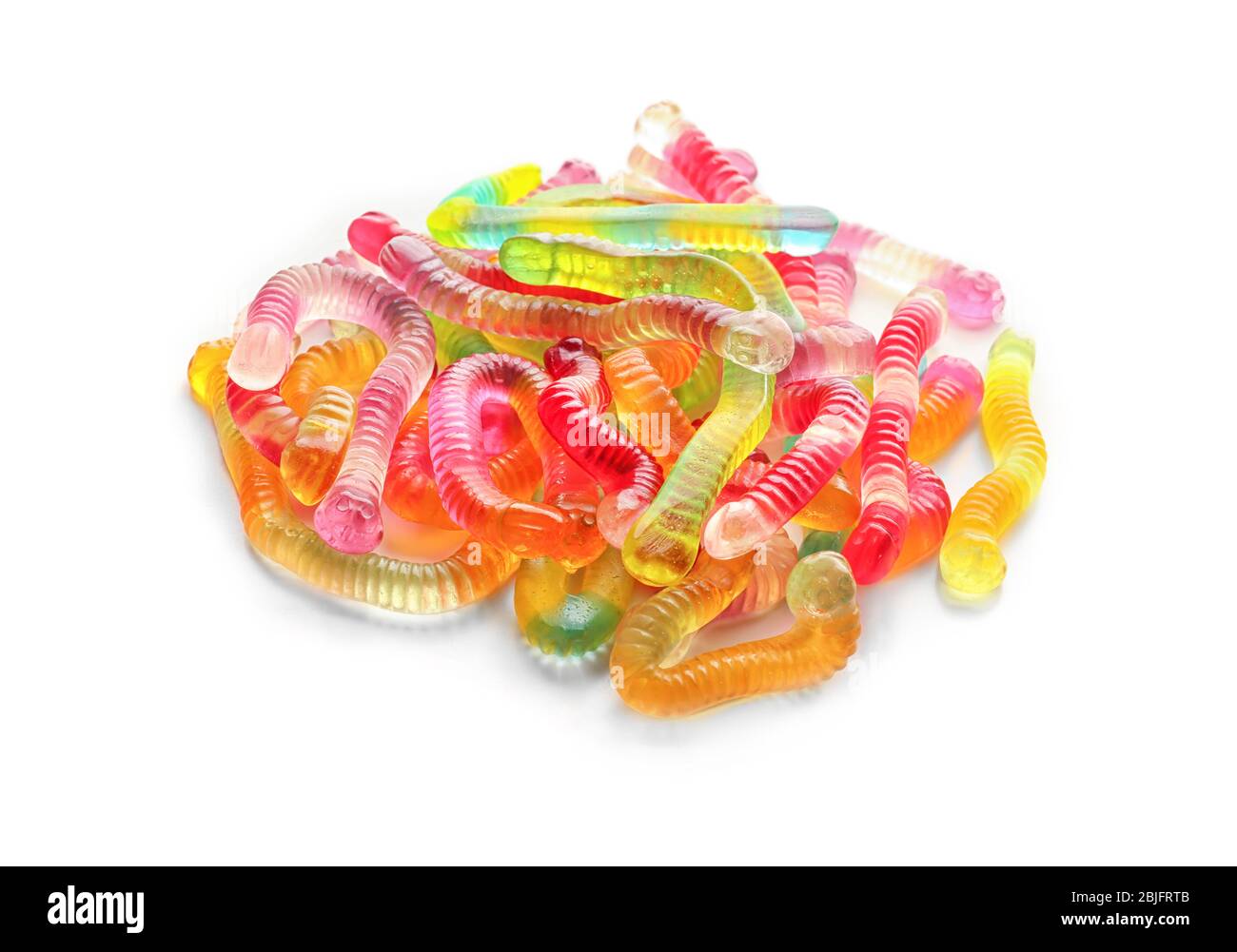 Tasty jelly worms on white background Stock Photo - Alamy