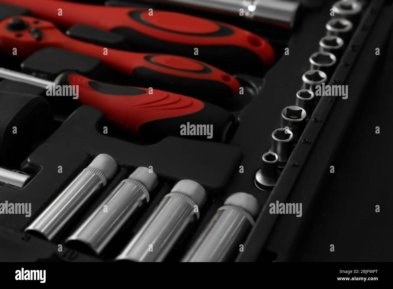 Box with special tools in car repair shop, closeup Stock Photo - Alamy