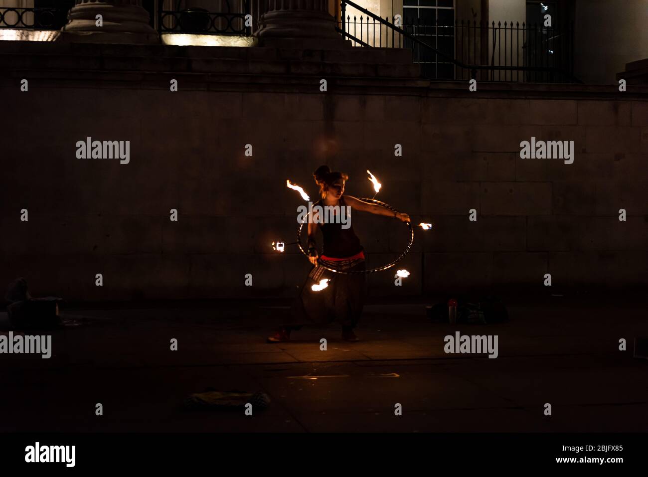 spectacular night time entertainment at Trafalgar Square with a street ...