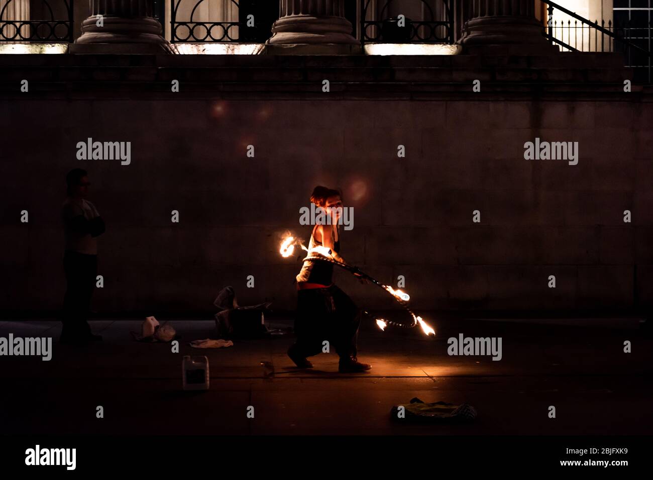 spectacular night time entertainment at Trafalgar Square with a street ...