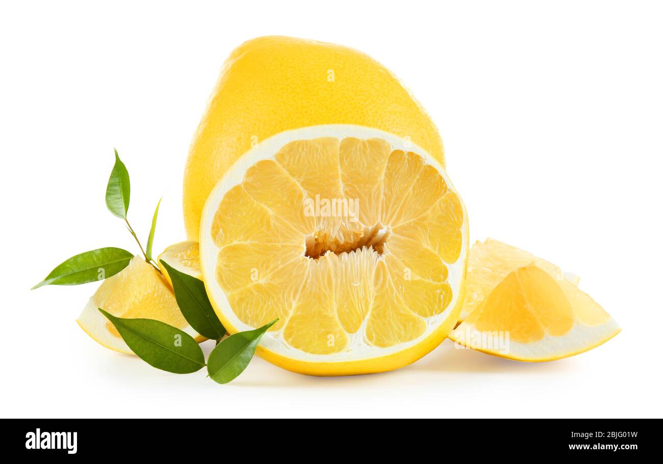 Yellow citrus fruit on white background Stock Photo - Alamy