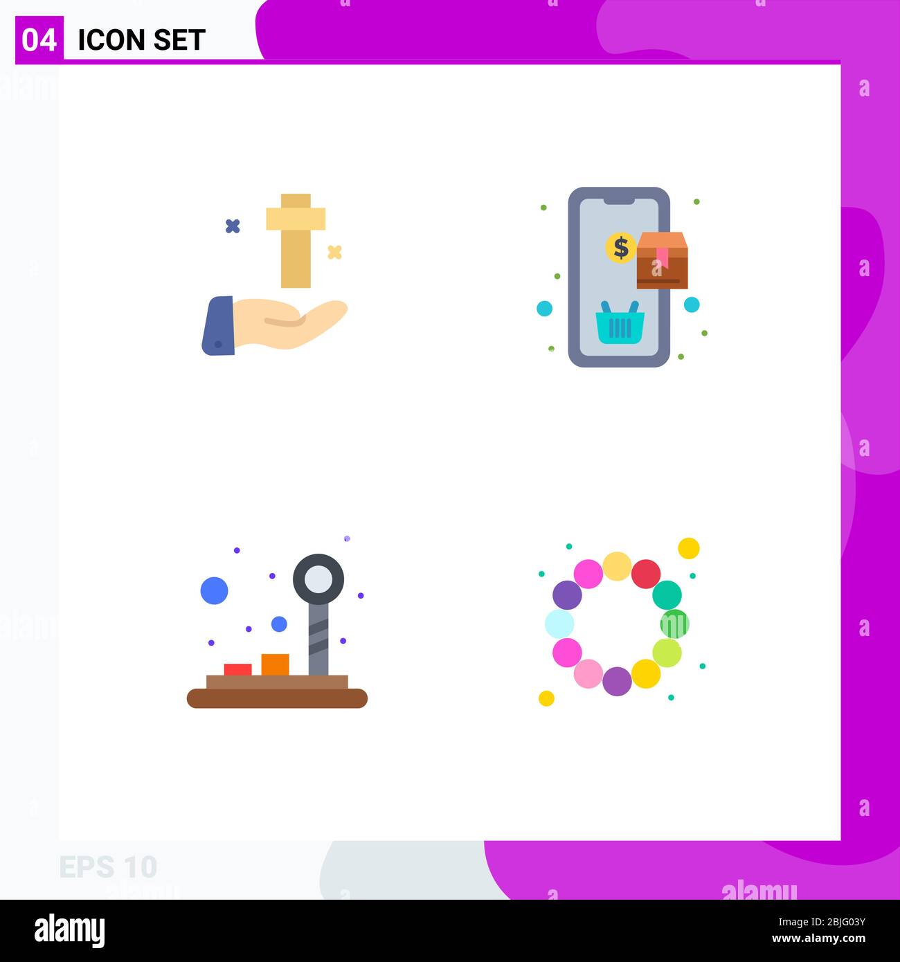 4 Thematic Vector Flat Icons and Editable Symbols of hand, control ...