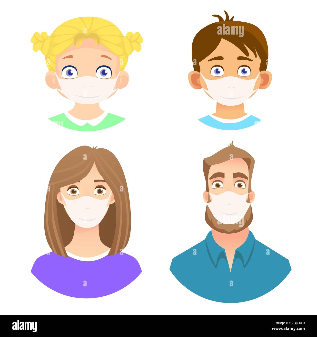 Human face in mask. Icon set illustration Stock Photo - Alamy