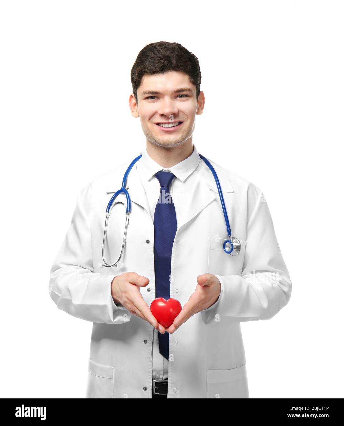 Handsome young cardiologist on white background Stock Photo - Alamy