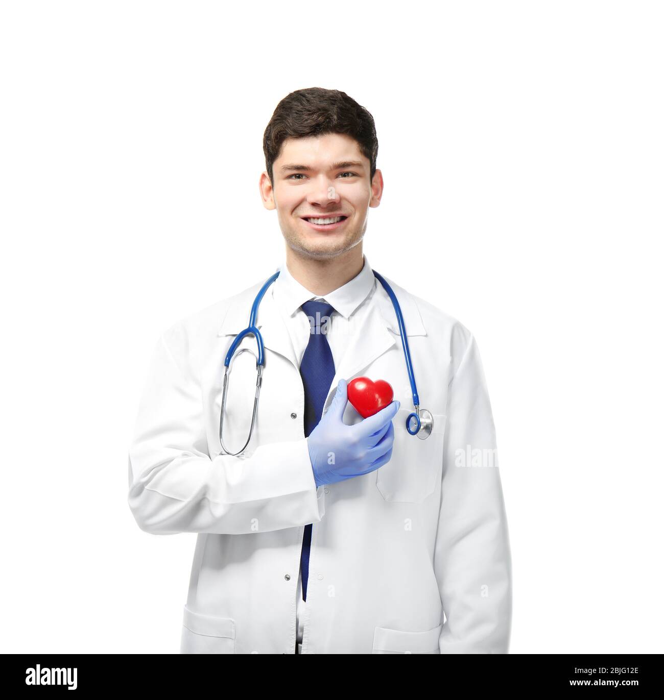 Handsome young cardiologist on white background Stock Photo - Alamy