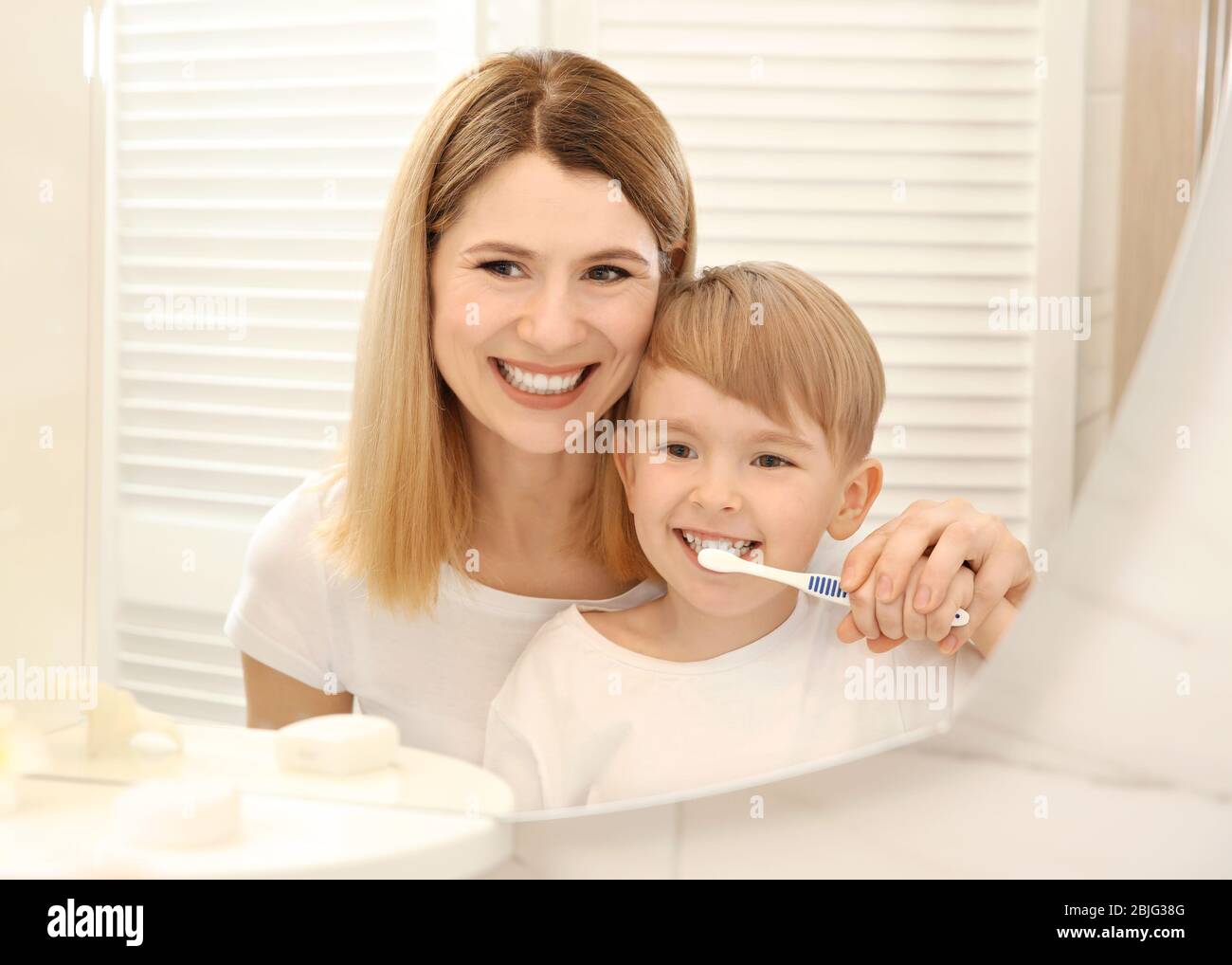 Kids Brushing Teeth Mom