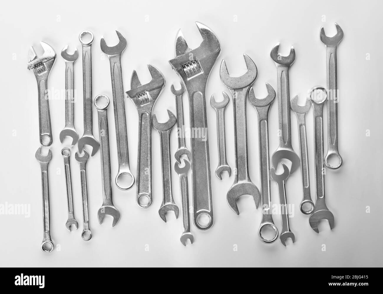 Set of spanners and screw wrenches on white background Stock Photo - Alamy