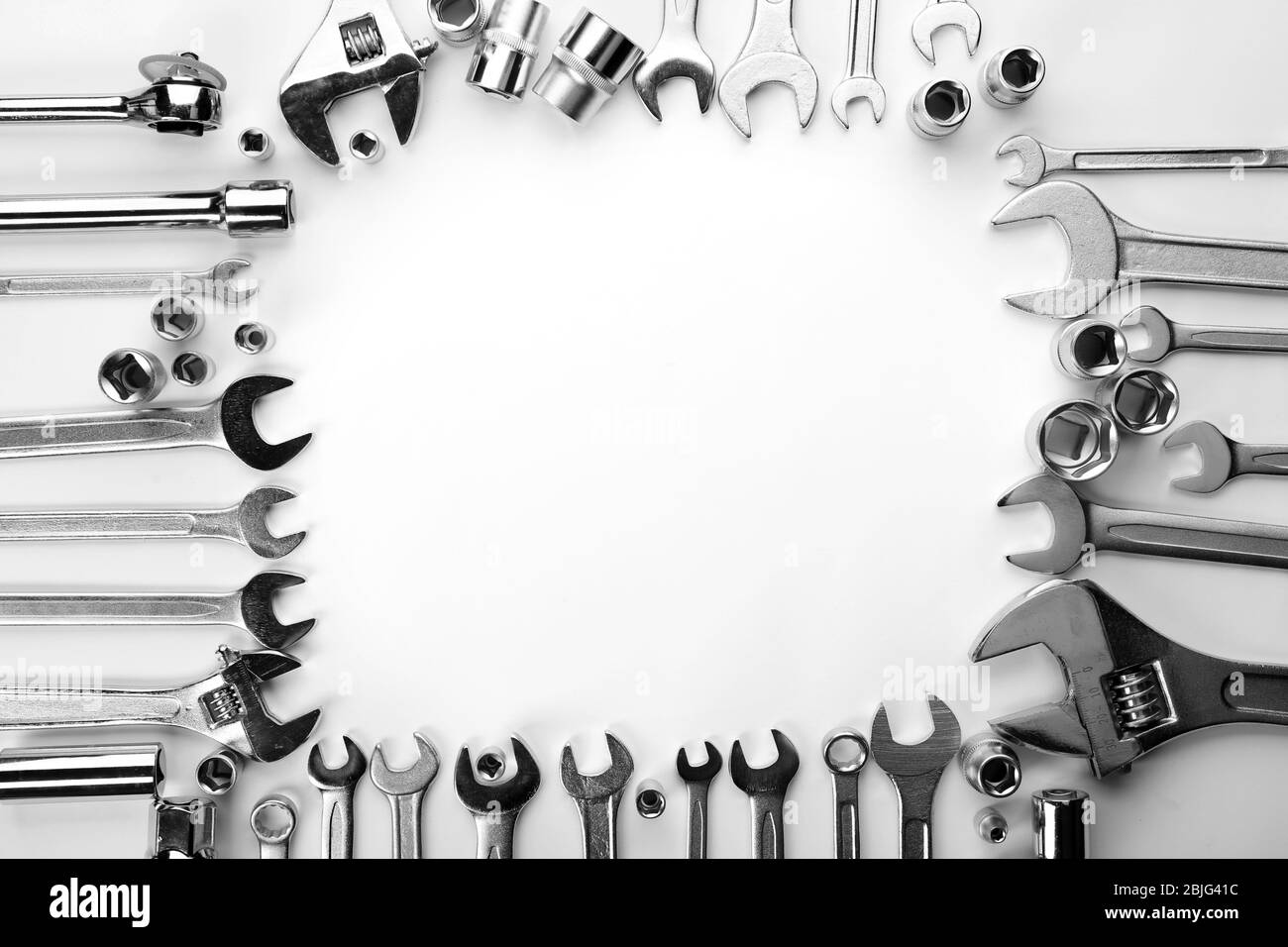 Set of tools on white background Stock Photo - Alamy