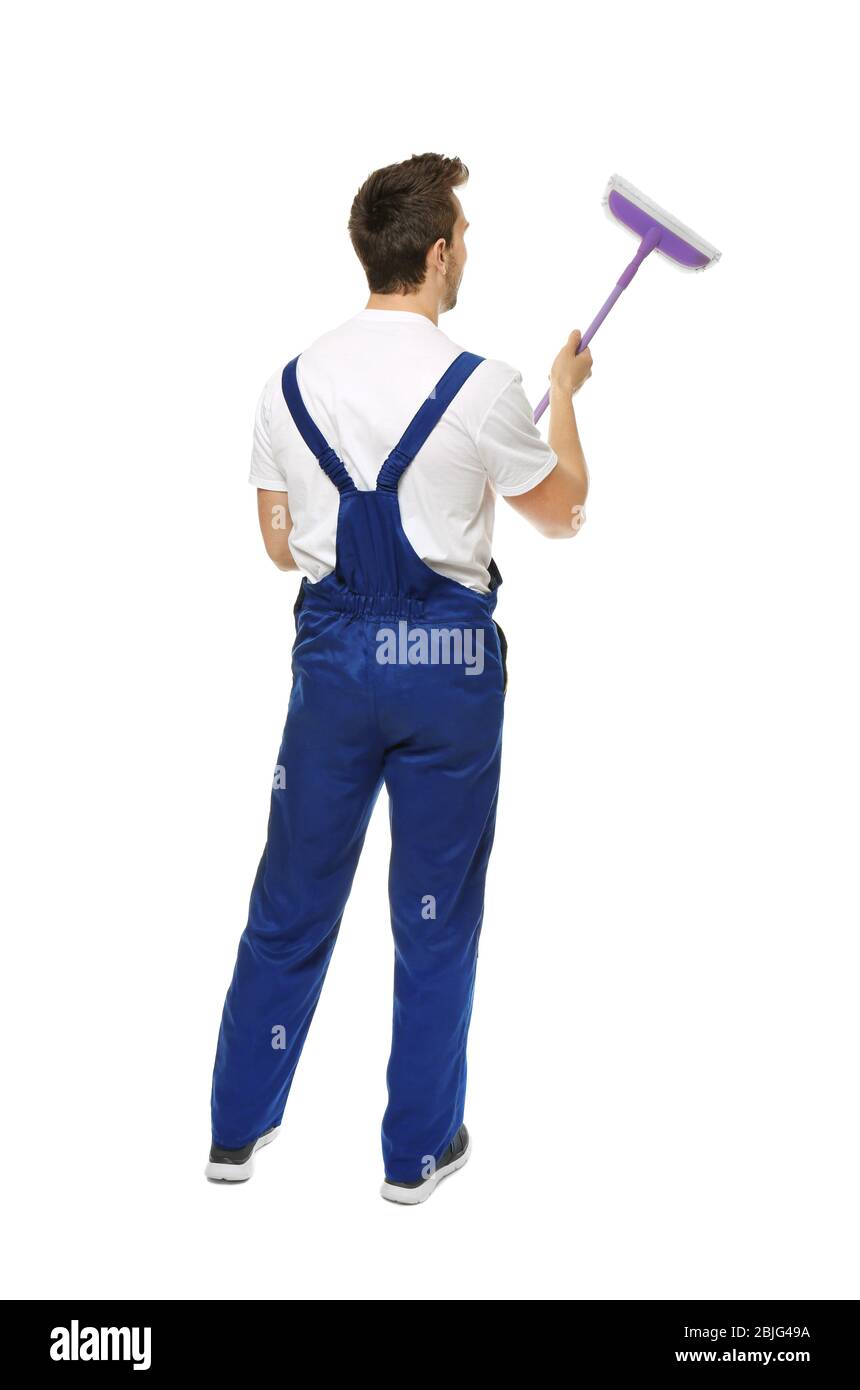 Male window cleaner work Cut Out Stock Images & Pictures - Alamy