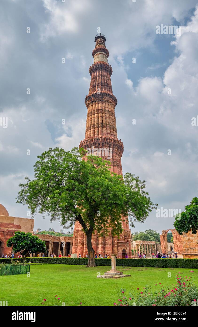 New Delhi / India - September 21, 2019: Qutub Minar complex, UNESCO ...