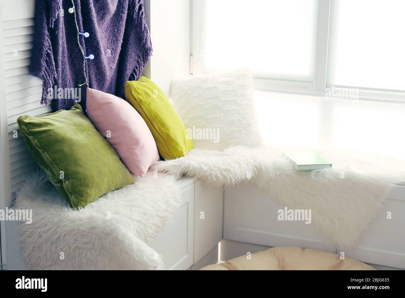 Interior of modern flat with comfortable place near window Stock Photo ...