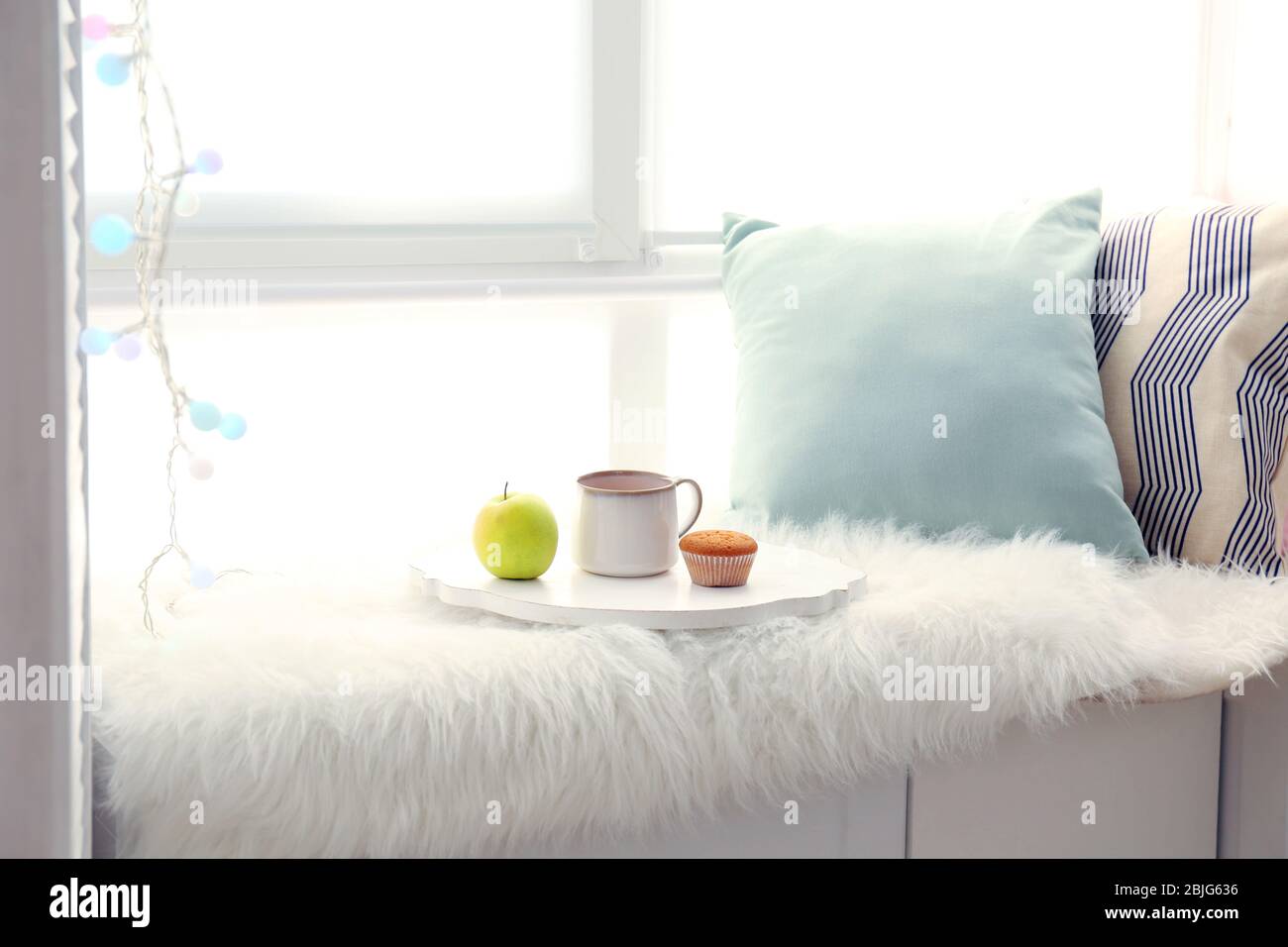 Interior of modern flat with comfortable place near window Stock Photo ...