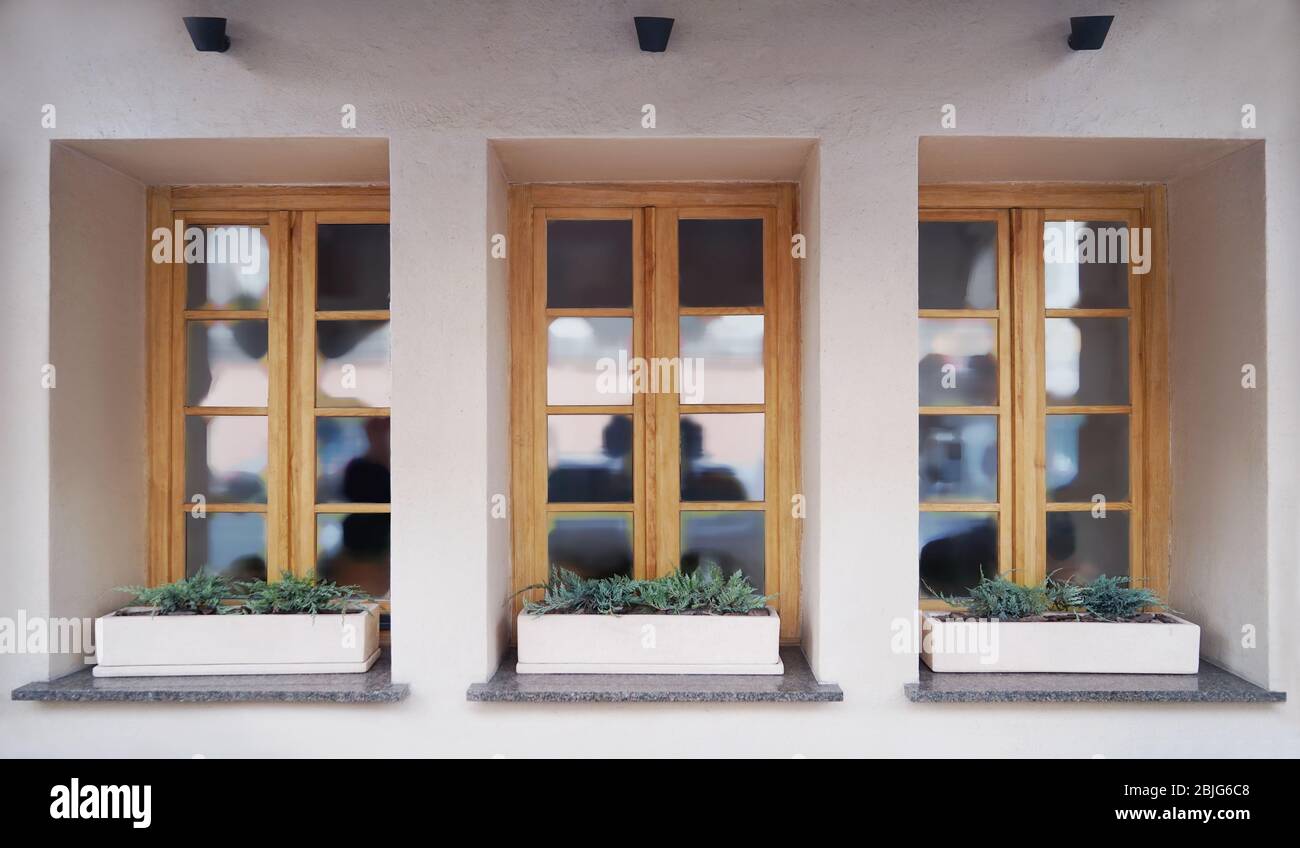 Wooden windows outdoor Stock Photo - Alamy