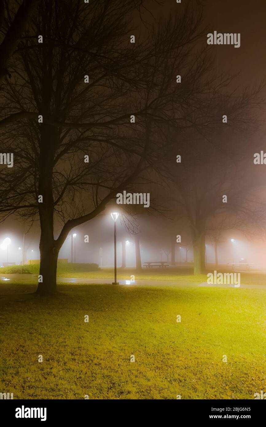 Blue Earth Rest Area Eastbound along Interstate 90 on a foggy and ...