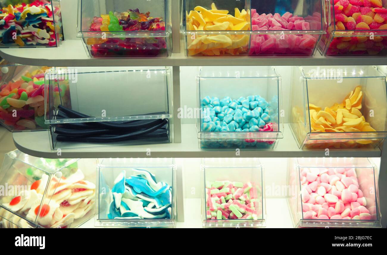 Colorful sweets in candy shop Stock Photo - Alamy