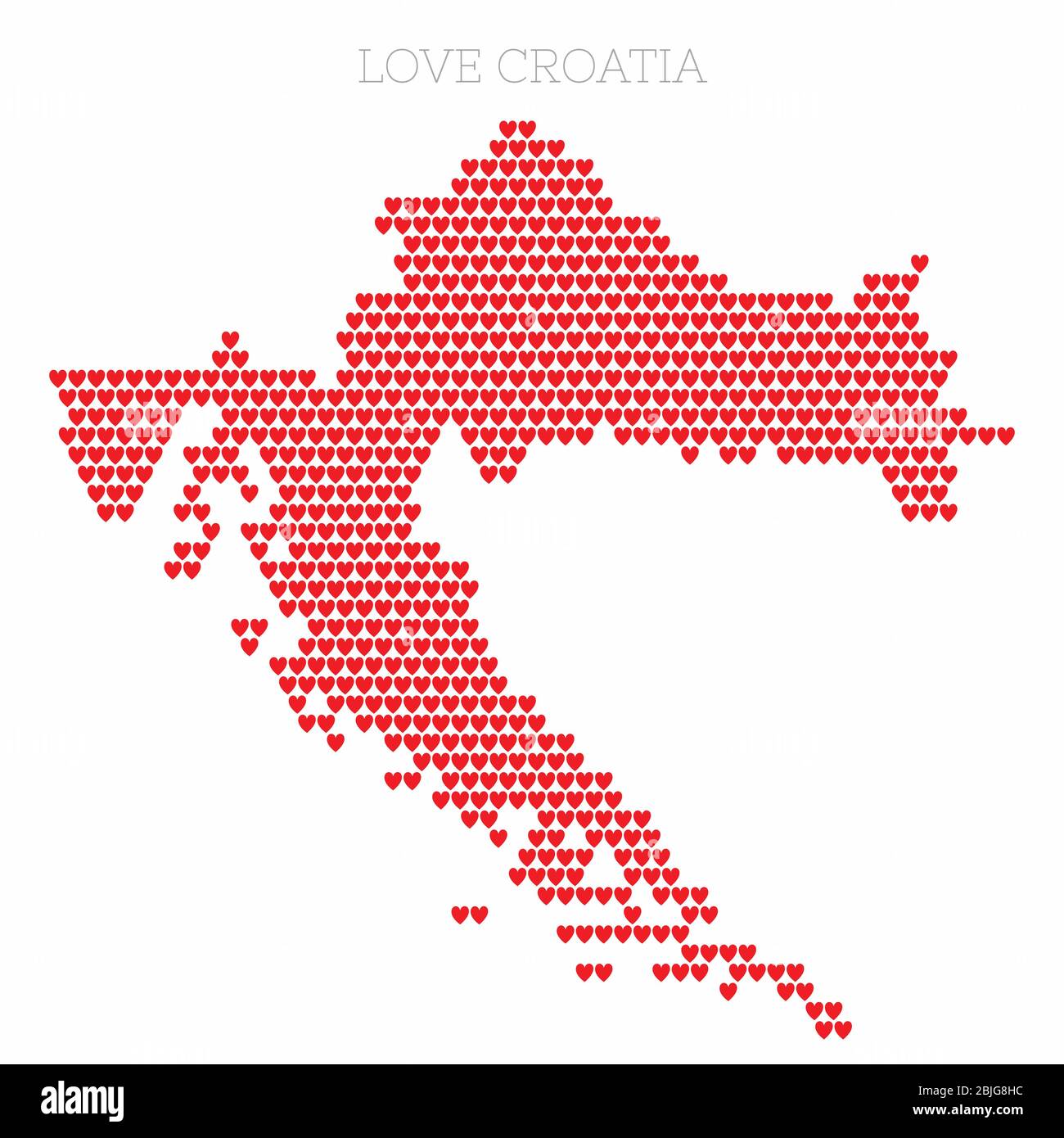 Croatia country map made from love heart halftone pattern Stock Vector ...
