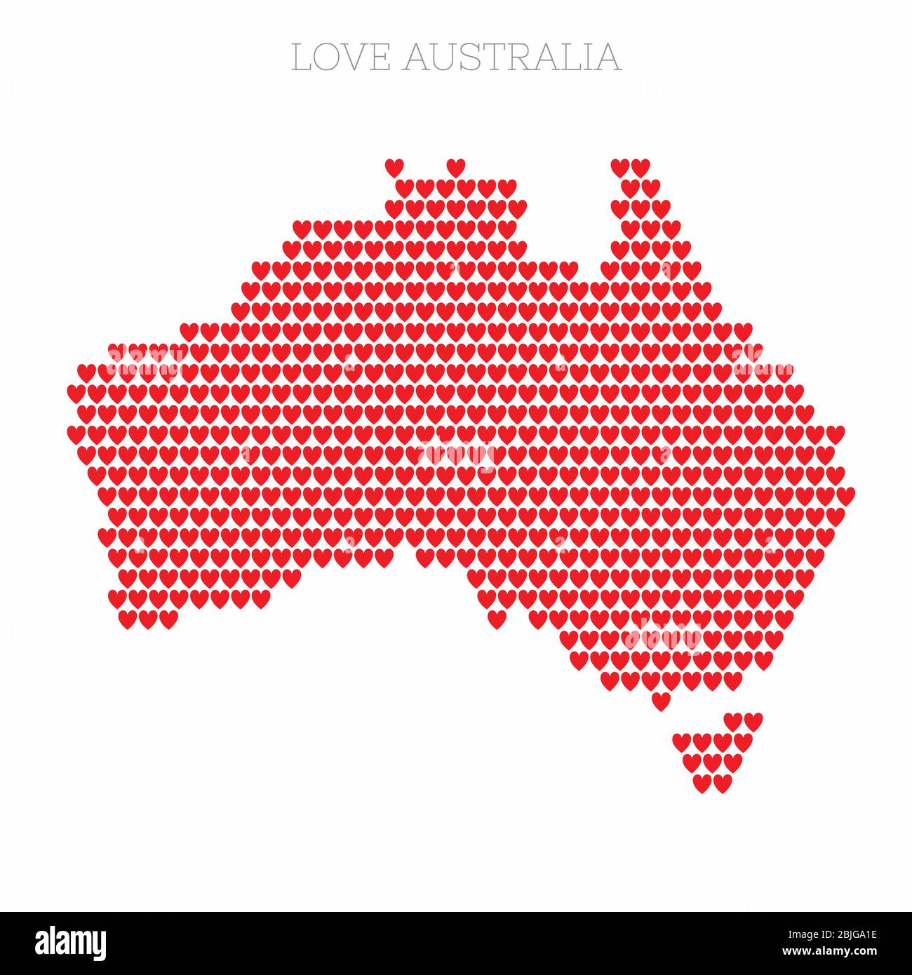 Australia country map made from love heart halftone pattern Stock ...