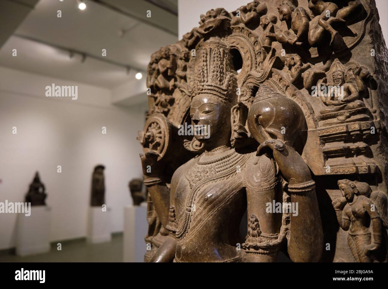 New Delhi / India - September 26, 2019: Stone statue of Hindu deity in ...