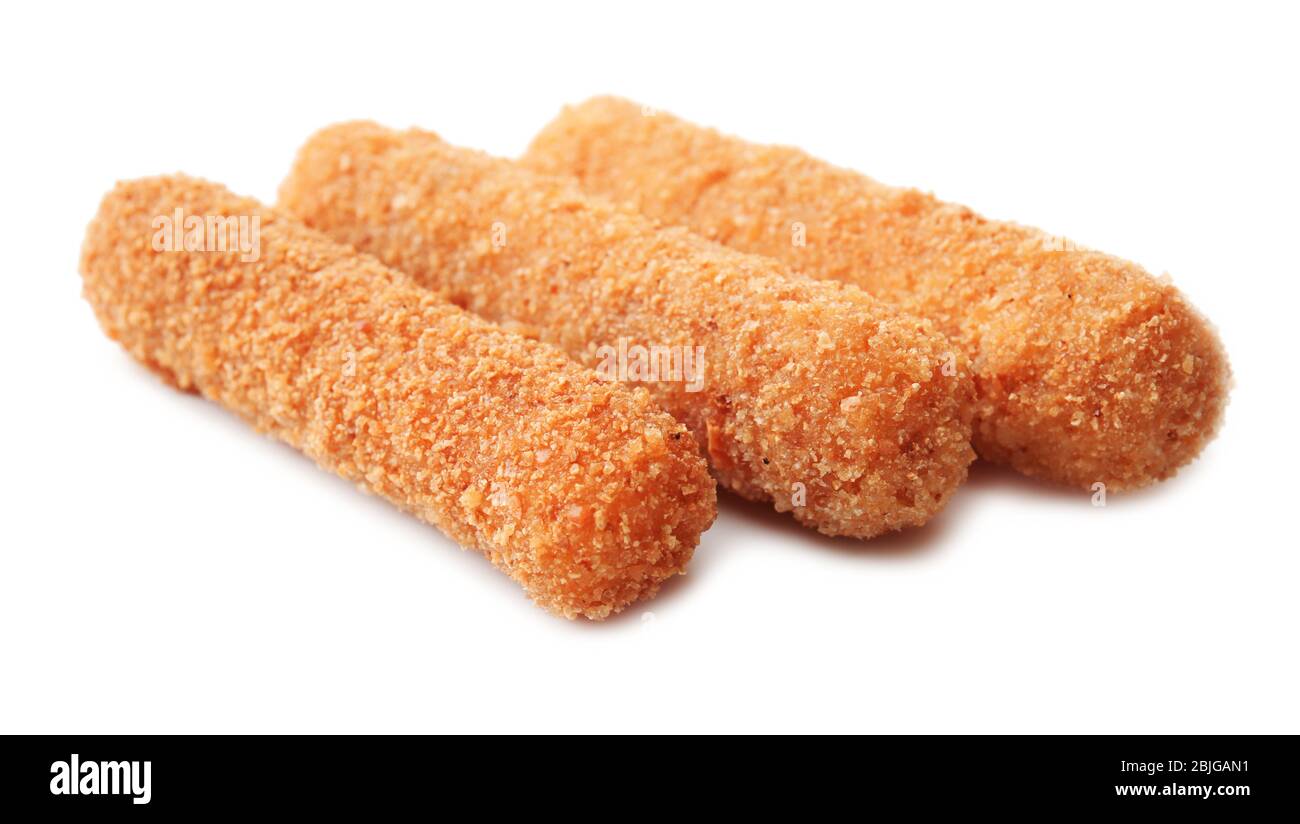 Cheese sticks on white background Stock Photo - Alamy