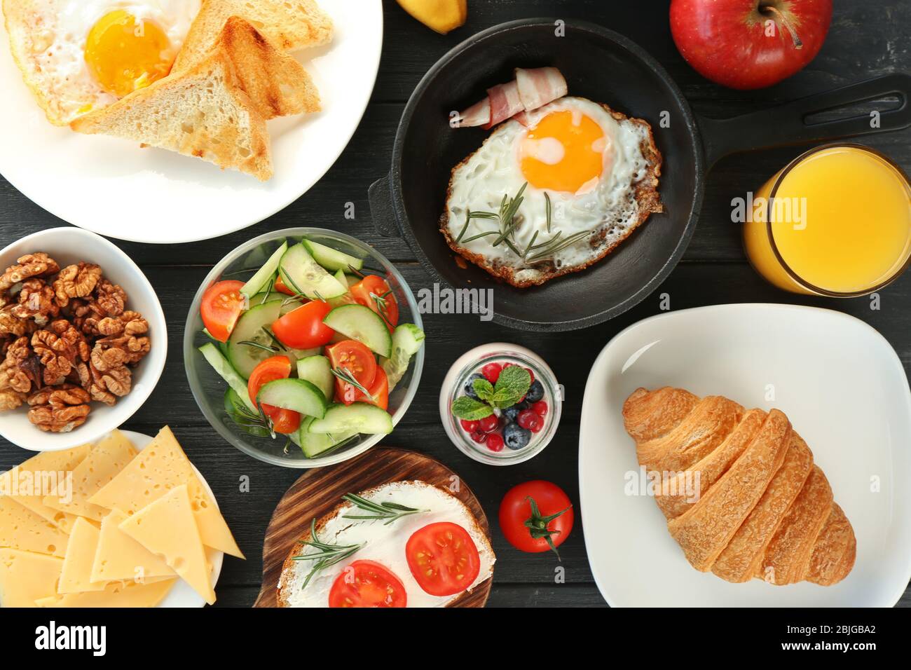 Nutrient breakfast on table Stock Photo - Alamy