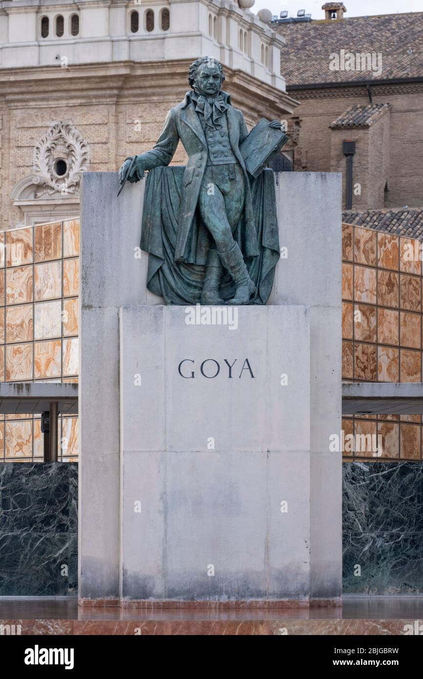 Bronze statue of spanish painter Francisco Goya in Zaragoza, Spain ...