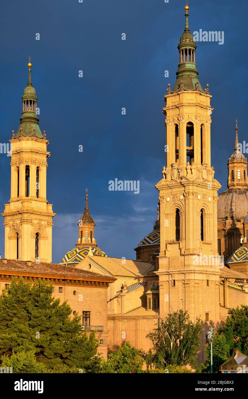 Nighttime view of the Cathedral-Basilica of Our Lady of the Pillar aka ...